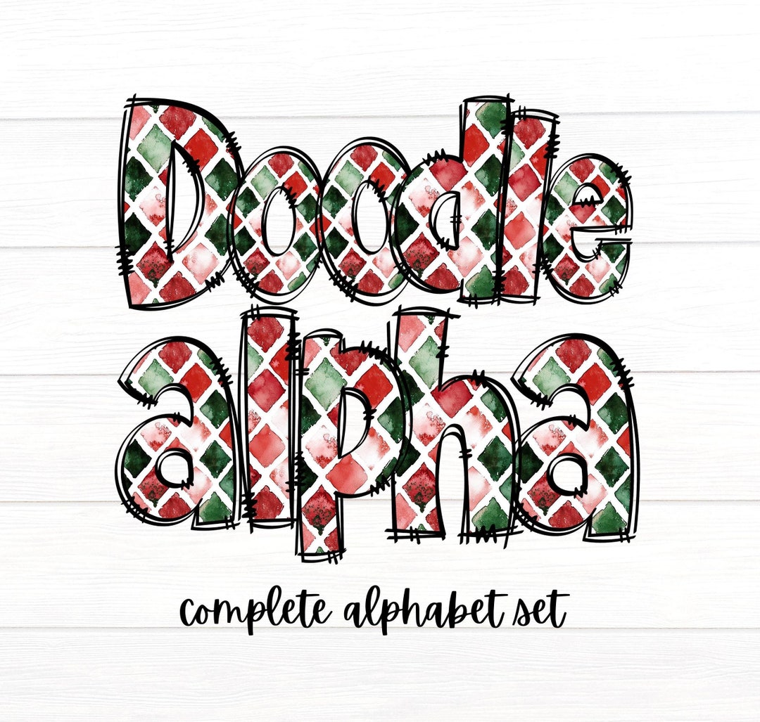 Christmas Doodle Letters, Alphabet PNG Set, Sublimation Design, Alpha ...
