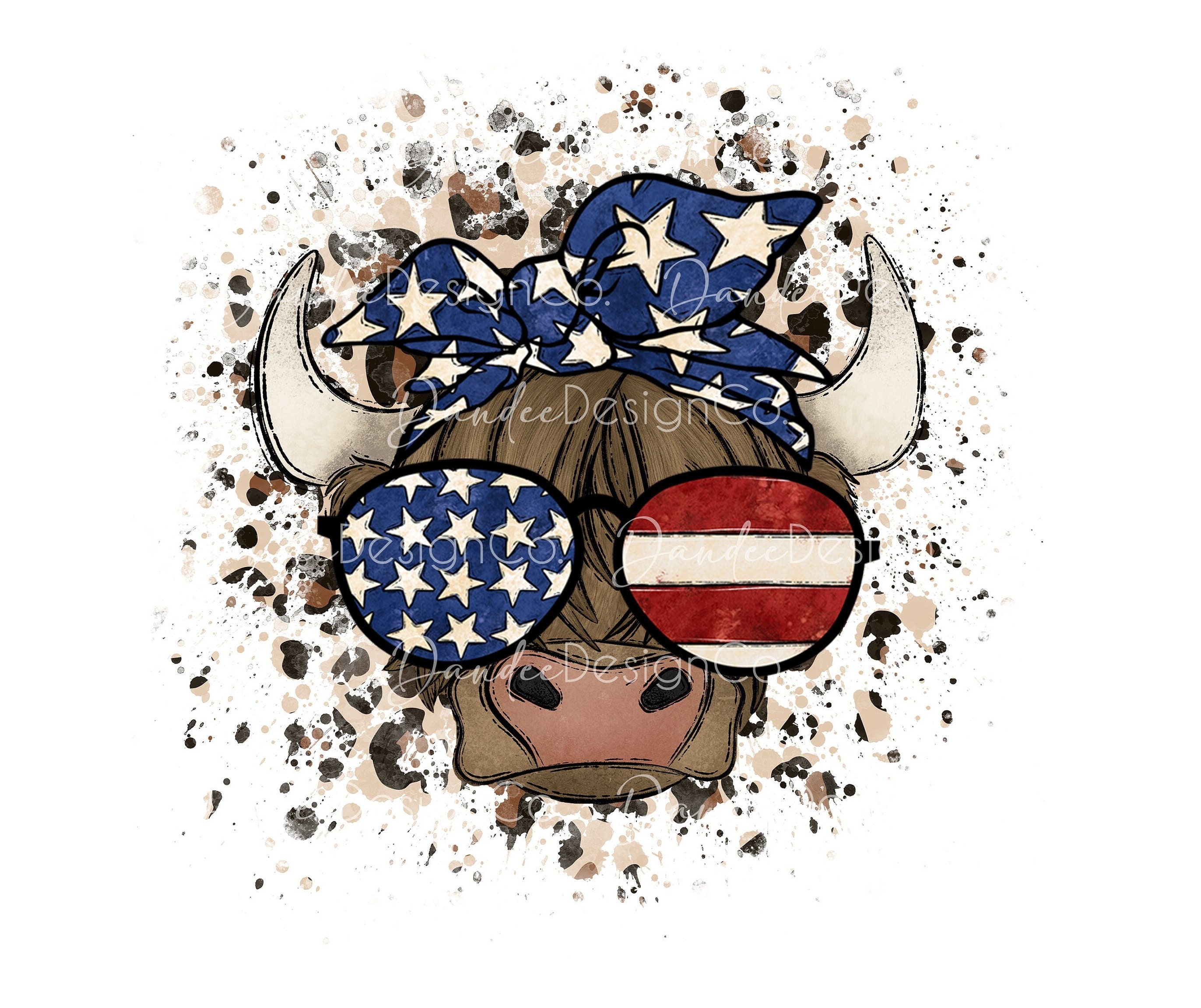 July 4th Cow PNG, Sublimation Design, July Fourth Cow, Highland Heifer ...