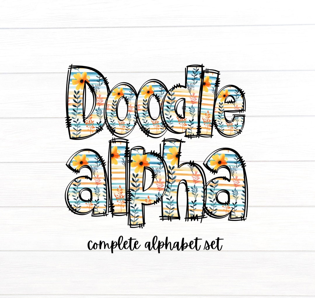 Boho Doodle Letters, Boho Alphabet PNG Set, Doodle Letters, Doodle ...