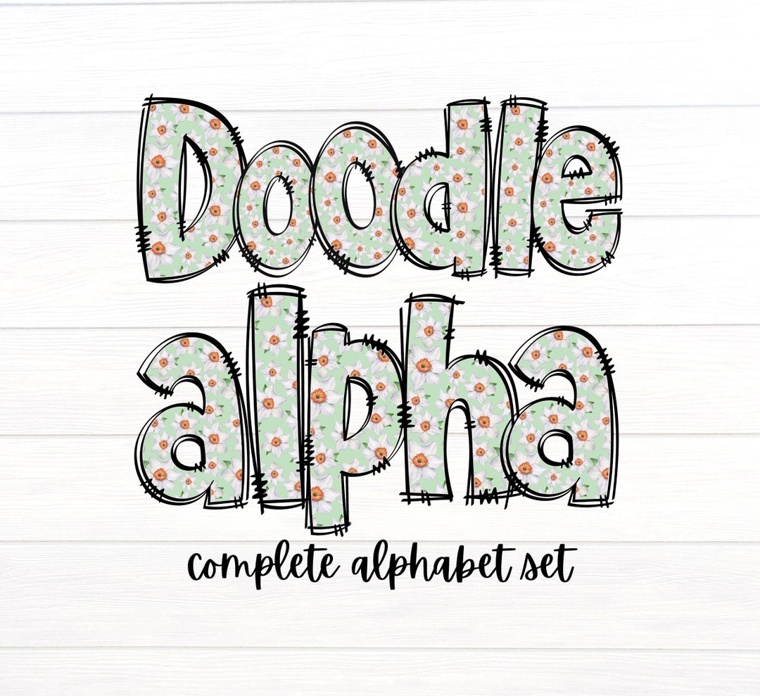 Doodle Letters, Watercolor Flowers Alphabet Set, Alphabet PNG Set ...
