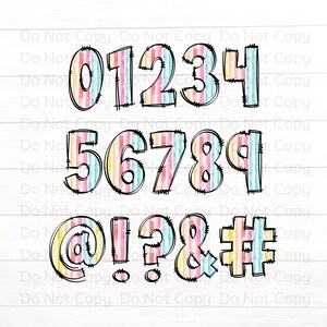 Pastel Doodle Letters, Complete Alphabet PNG Set, Sublimation Design ...