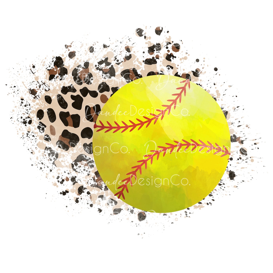 Softball PNG, Softball Sublimation Design, Leopard Print PNG, Softball ...