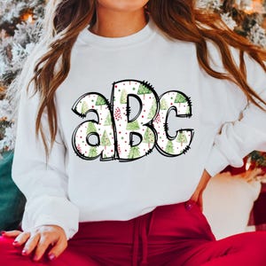 Christmas Doodle Letters, Alphabet PNG Set, Sublimation Design, Alpha ...
