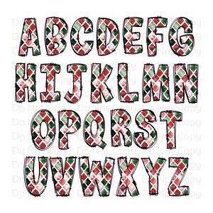 Christmas Doodle Letters, Alphabet PNG Set, Sublimation Design, Alpha ...