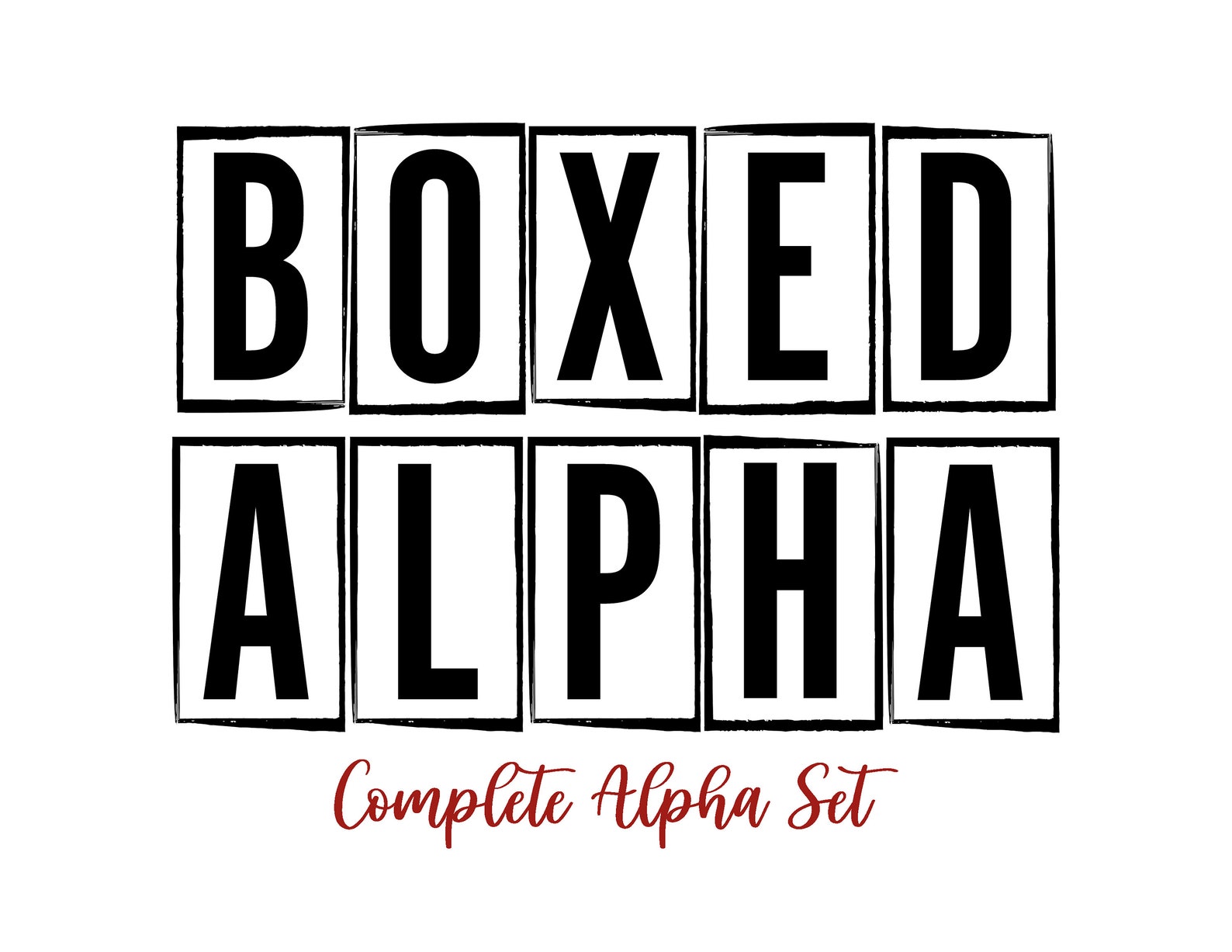 Boxed Alphabet Letters, Boxed Alpha Set, Grunge Box Alphabet, Alpha Set ...