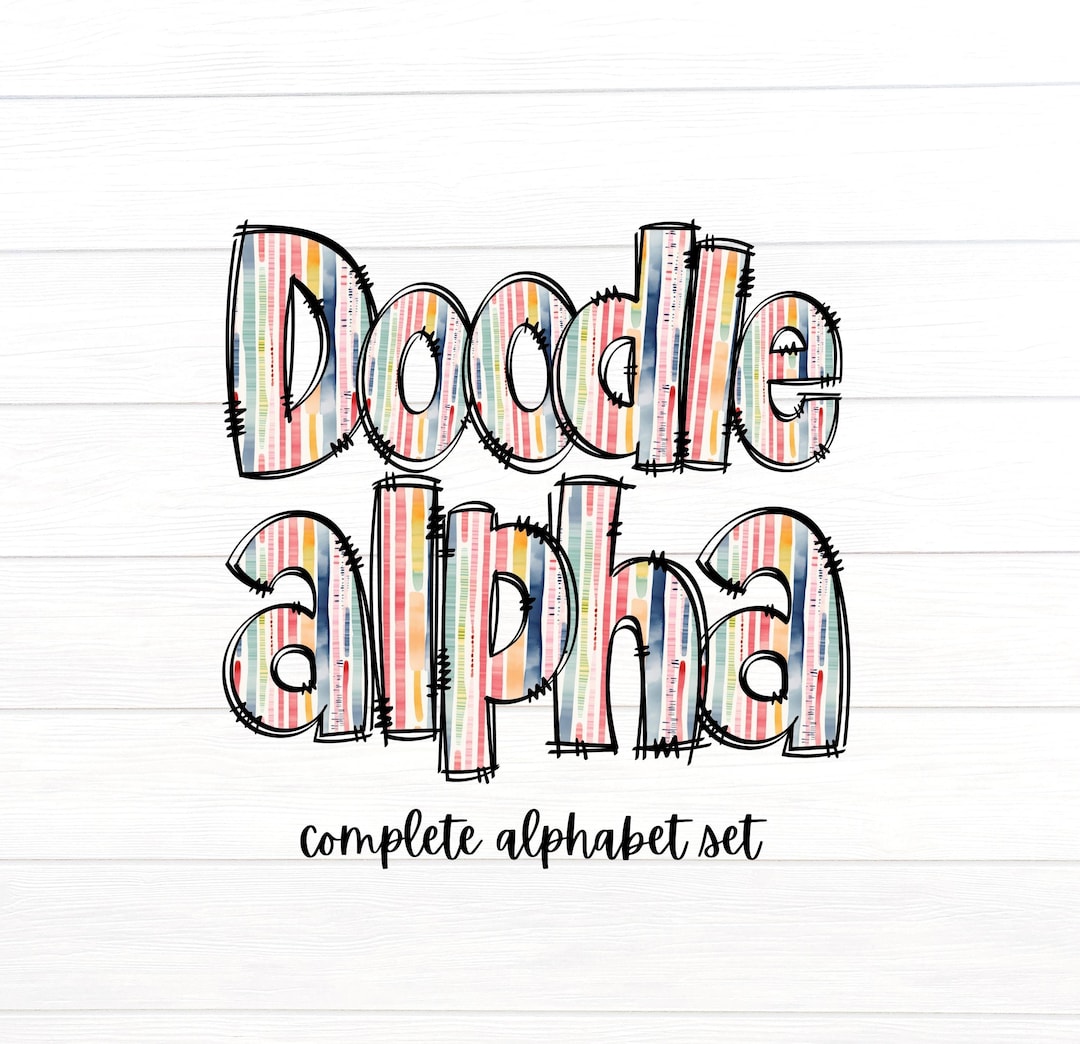 Boho Doodle Letters, Boho Alphabet PNG Set, Doodle Letters, Doodle ...