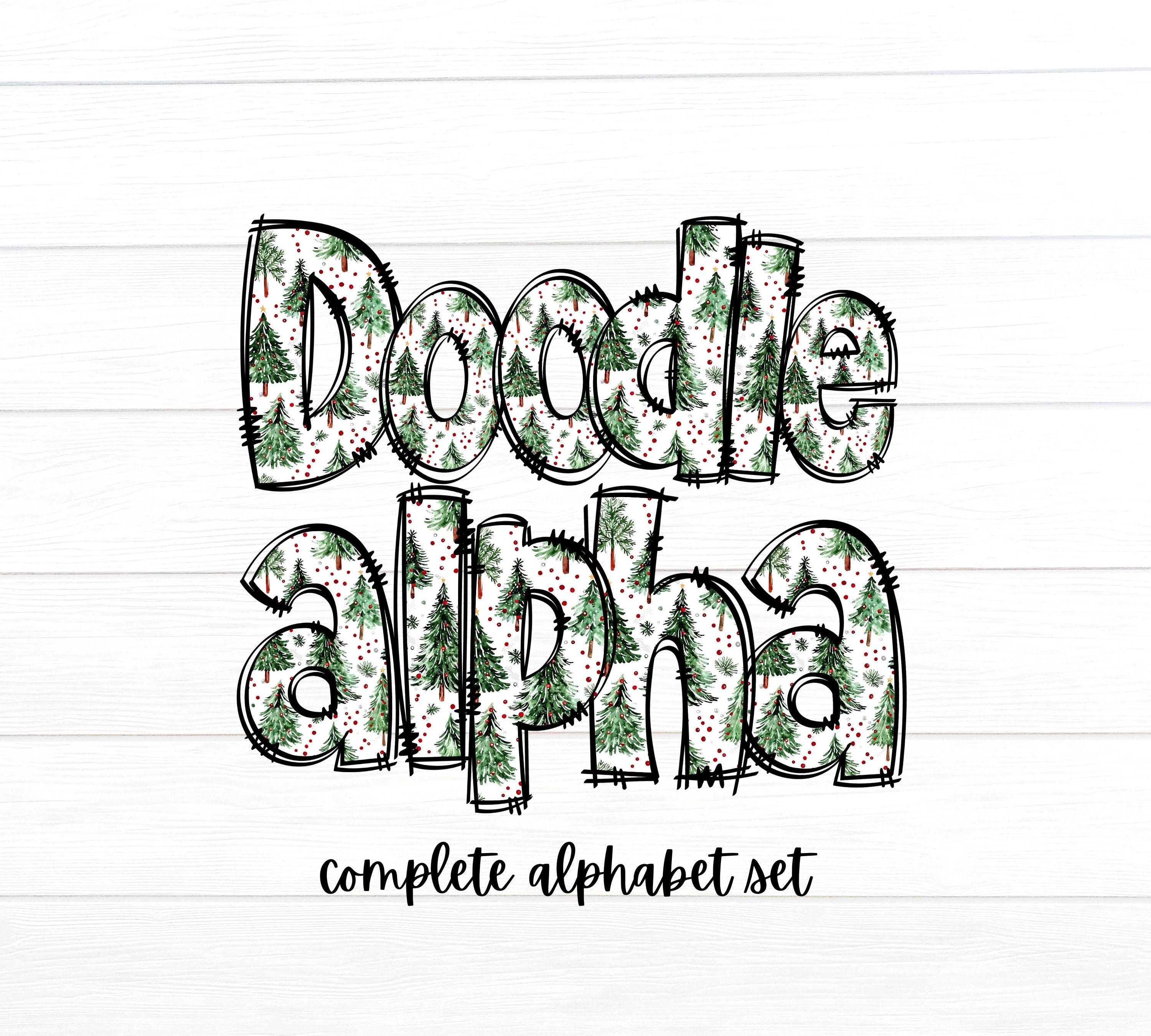 Christmas Doodle Letters, Alphabet PNG Set, Sublimation Design, Alpha ...