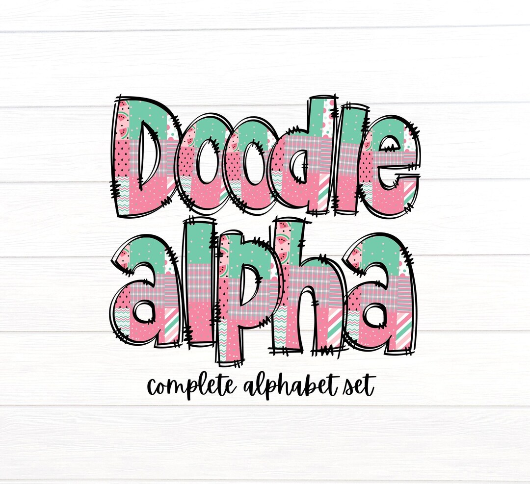 Watermelon Doodle Letters, Summer Alpha Set, Alphabet PNG Sets ...