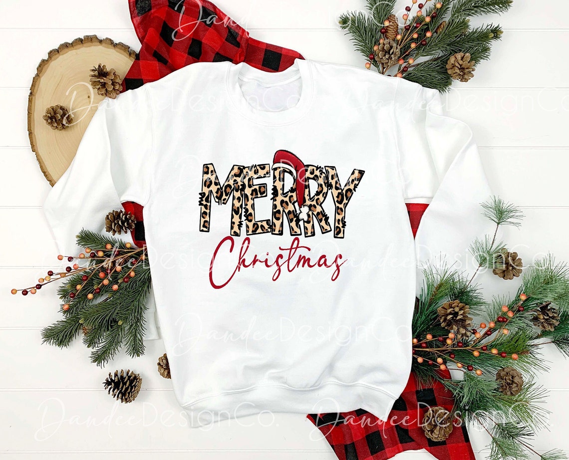 Merry Christmas Leopard Doodle Font PNG, Merry Christmas Sublimation ...