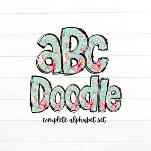 Floral Doodle Letters, Spring and Summer Flowers Alpha Set, Alphabet ...