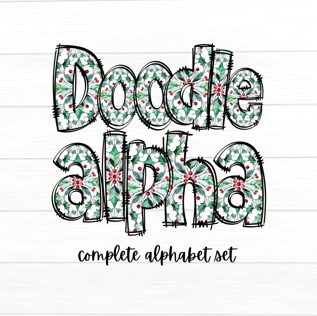 Christmas Doodle Letters, Alphabet PNG Set, Sublimation Design, Alpha ...