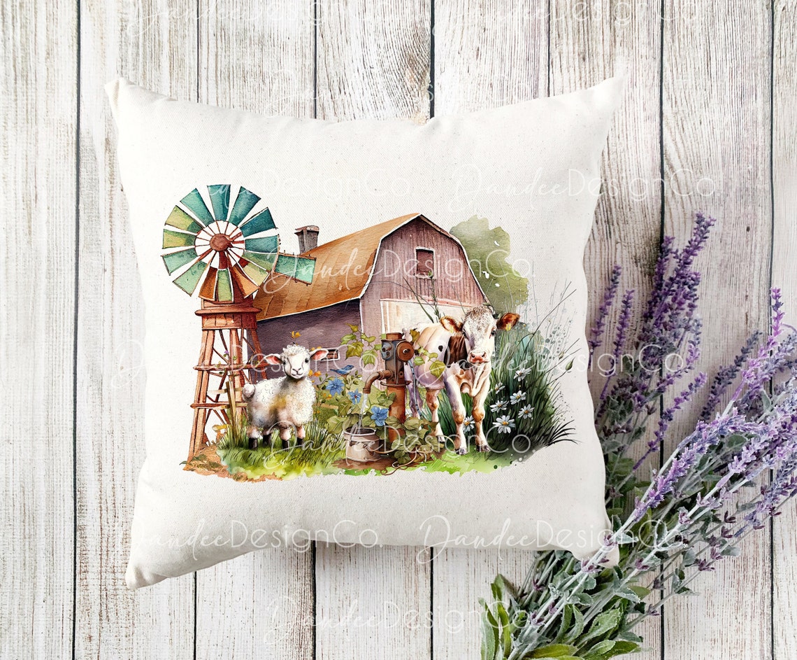 Farm PNG Farm Sublimation Design Barn With Lamb and Cow PNG - Etsy