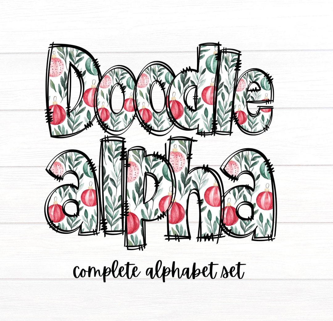 Christmas Doodle Letters, Alphabet PNG Set, Sublimation Design, Alpha ...