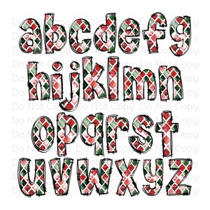 Christmas Doodle Letters, Alphabet PNG Set, Sublimation Design, Alpha ...