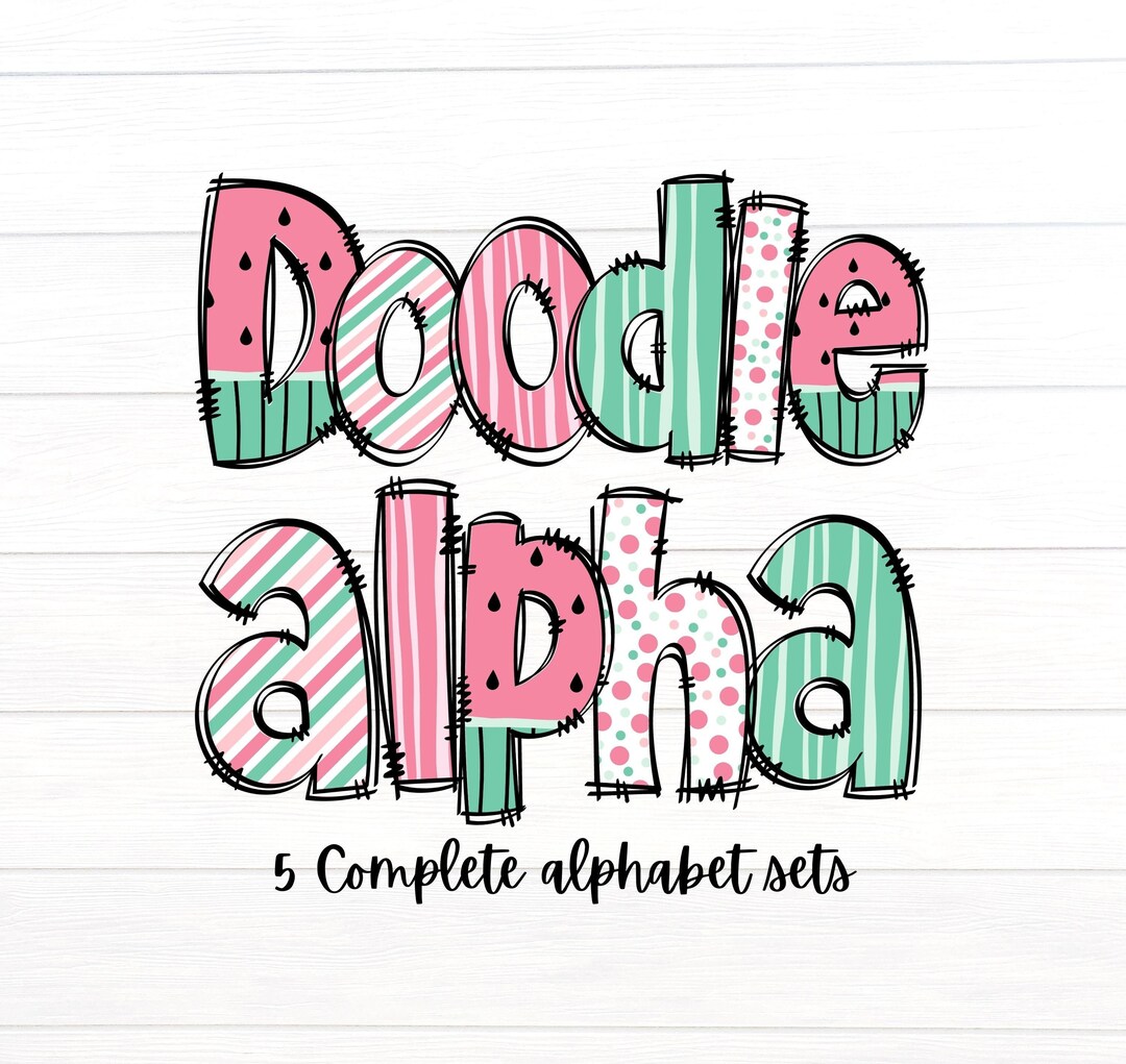 Watermelon Doodle Letters, Summer Alpha Set, Alphabet PNG Sets ...