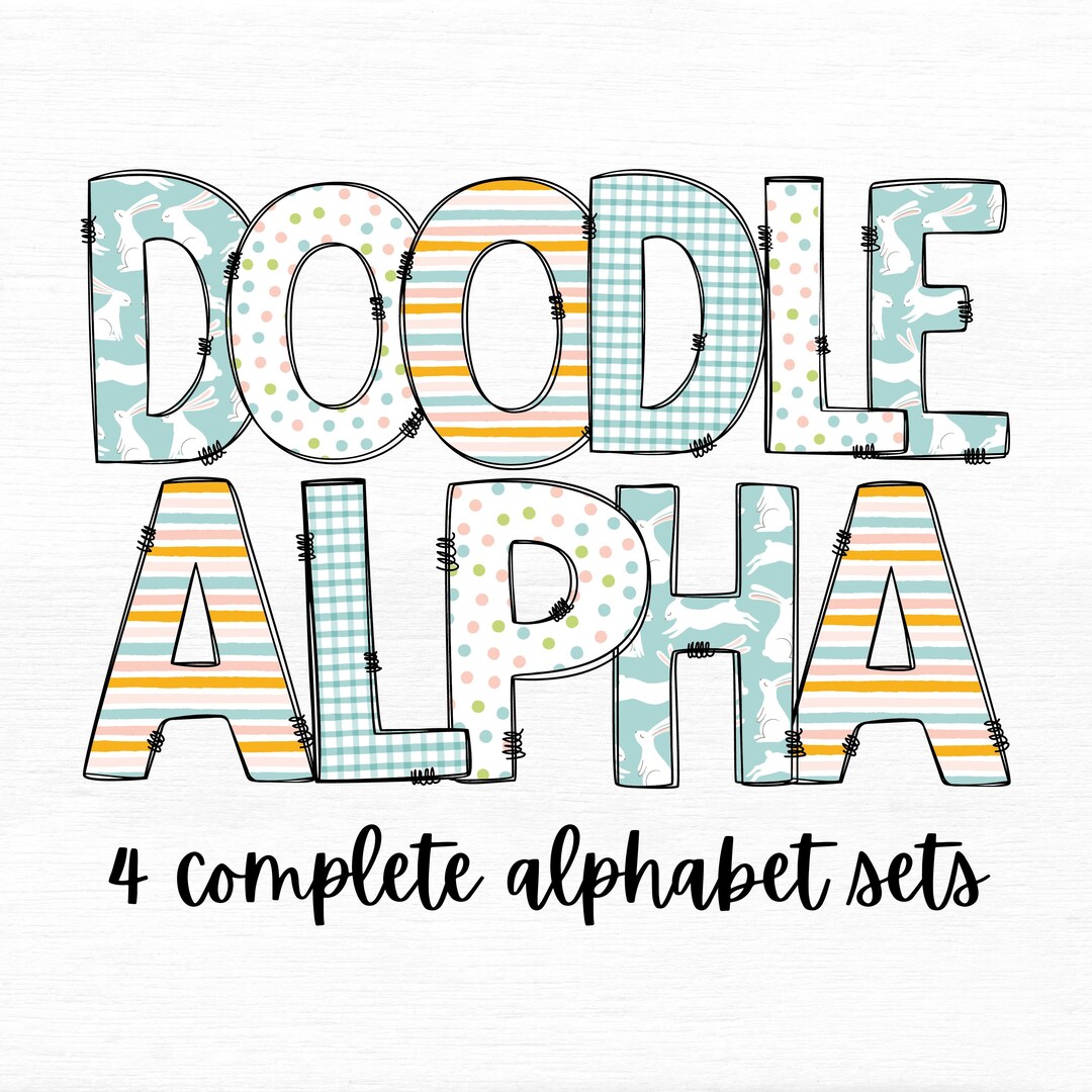 Easter Doodle Letters, Easter Alphabet Set, Alphabet PNG Set ...