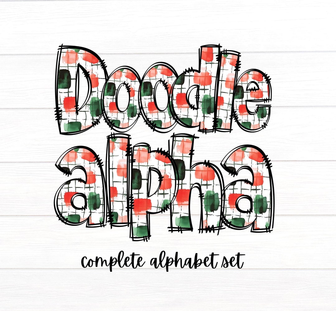 Christmas Doodle Letters, Alphabet PNG Set, Sublimation Design, Alpha ...