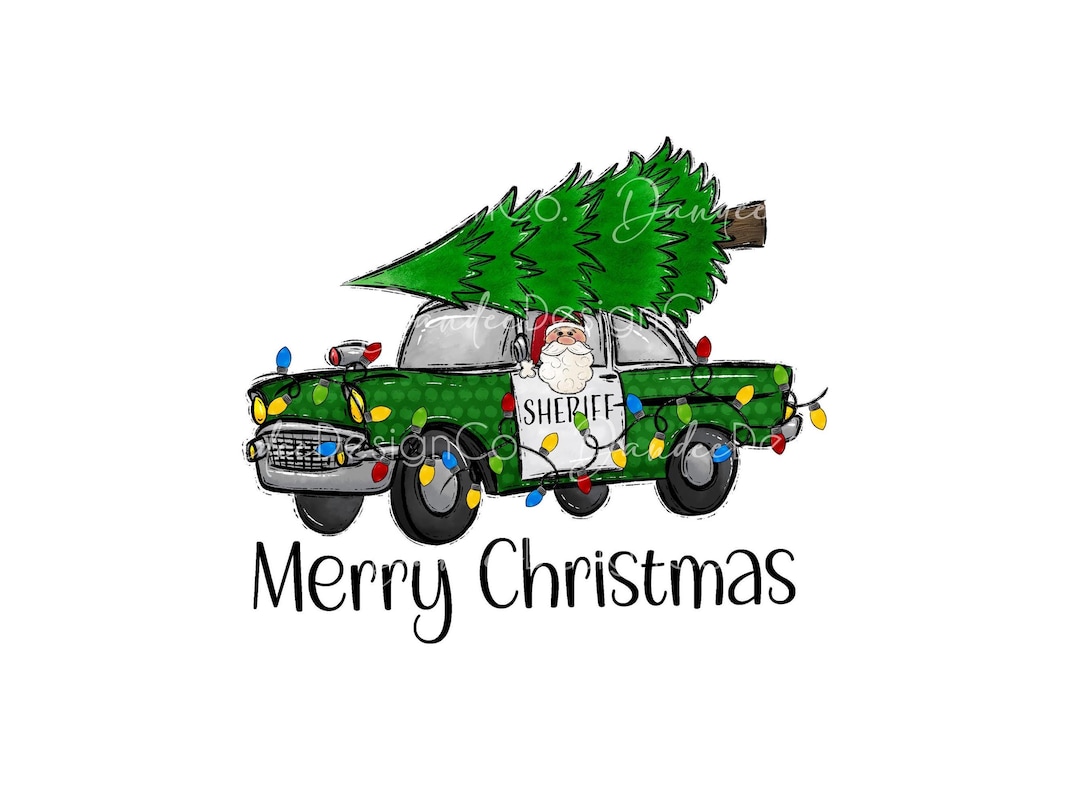 Christmas Sheriff Car GREEN PNG, Christmas Police Car Sublimation ...