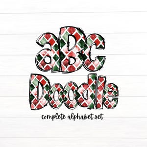 Christmas Doodle Letters, Alphabet PNG Set, Sublimation Design, Alpha ...