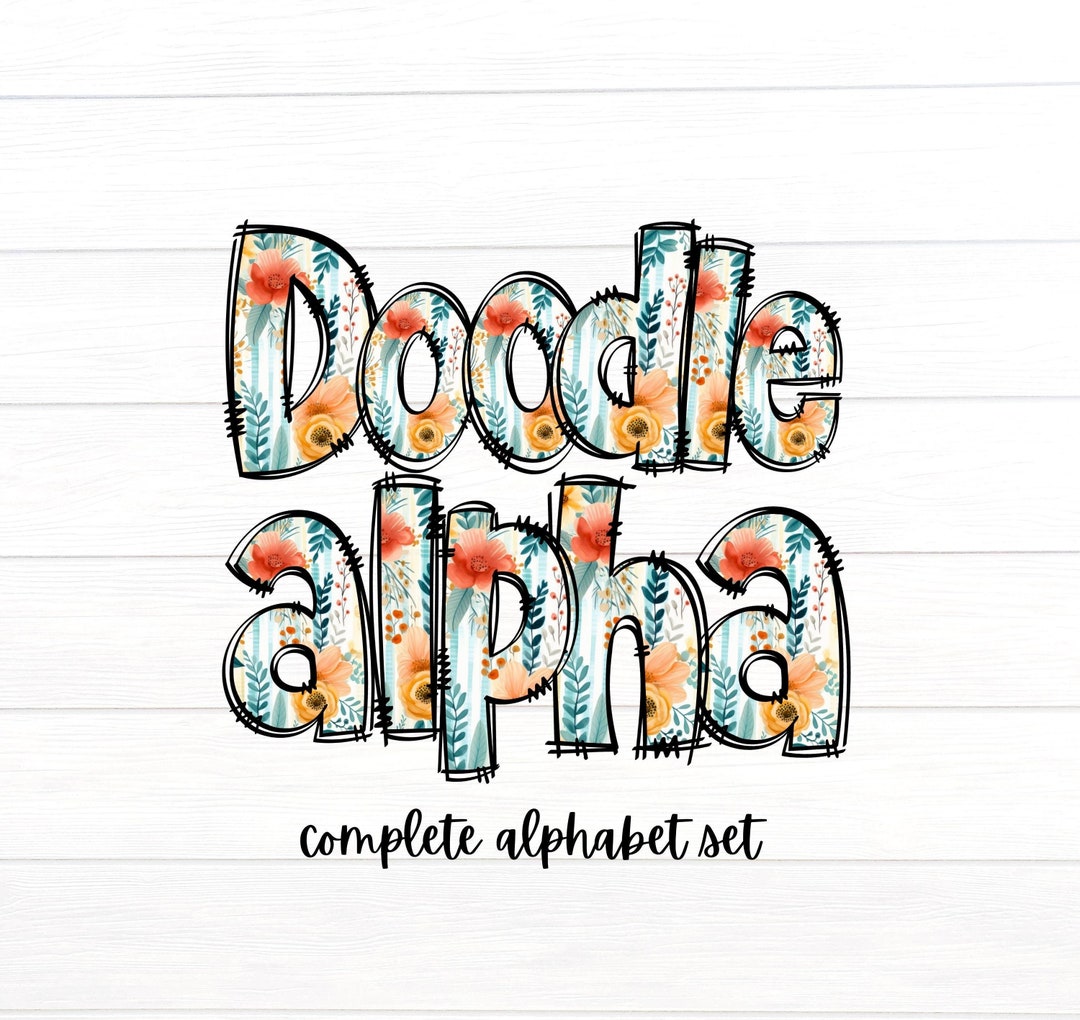 Boho Doodle Letters, Boho Alphabet PNG Set, Doodle Letters, Doodle ...
