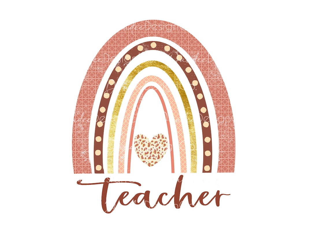 Teacher Boho Rainbow PNG, Teacher Boho Rainbow Sublimation Design ...