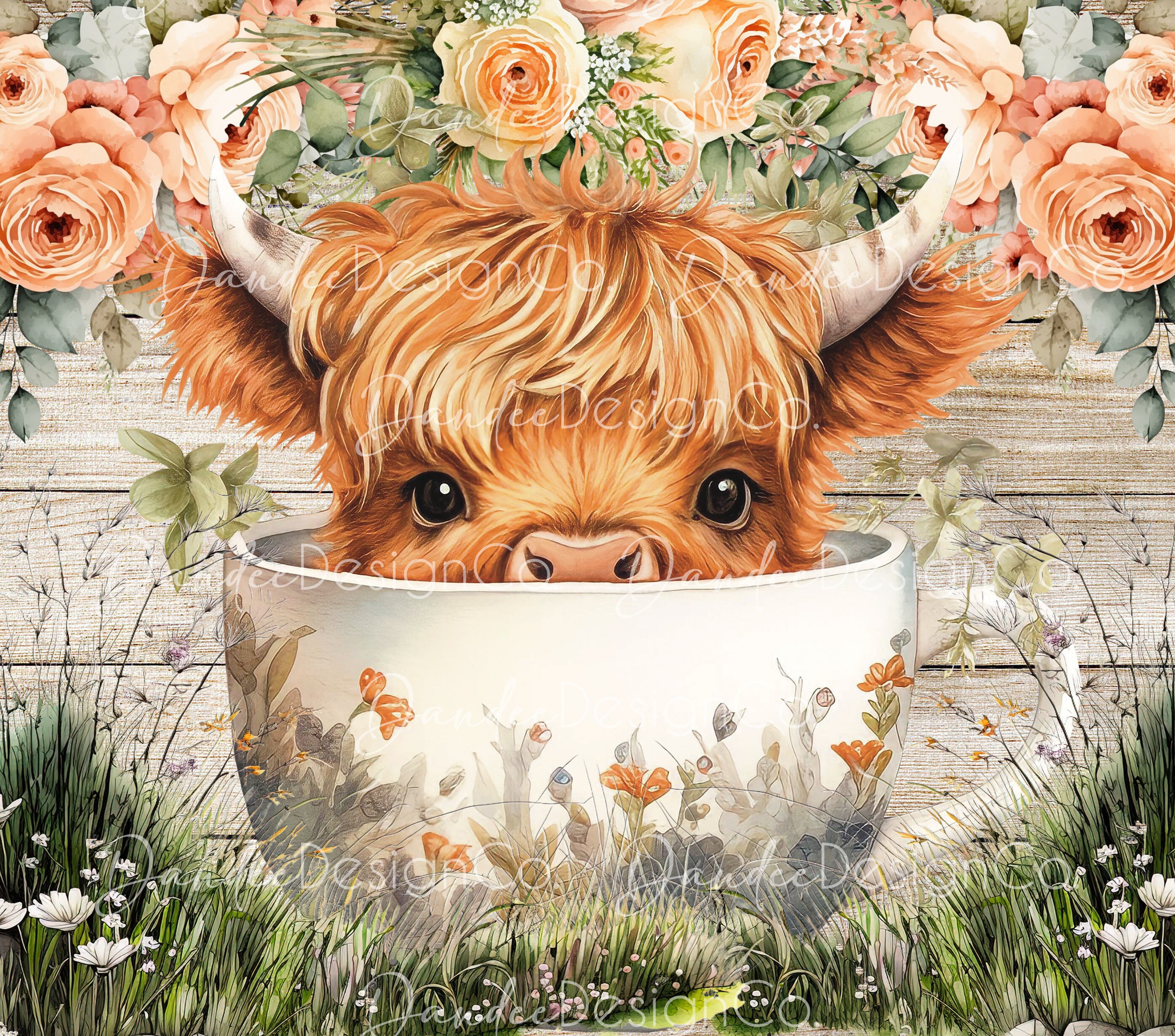 Baby Cow in Tea Cup 20oz Tumbler Design Skinny Straight - Etsy