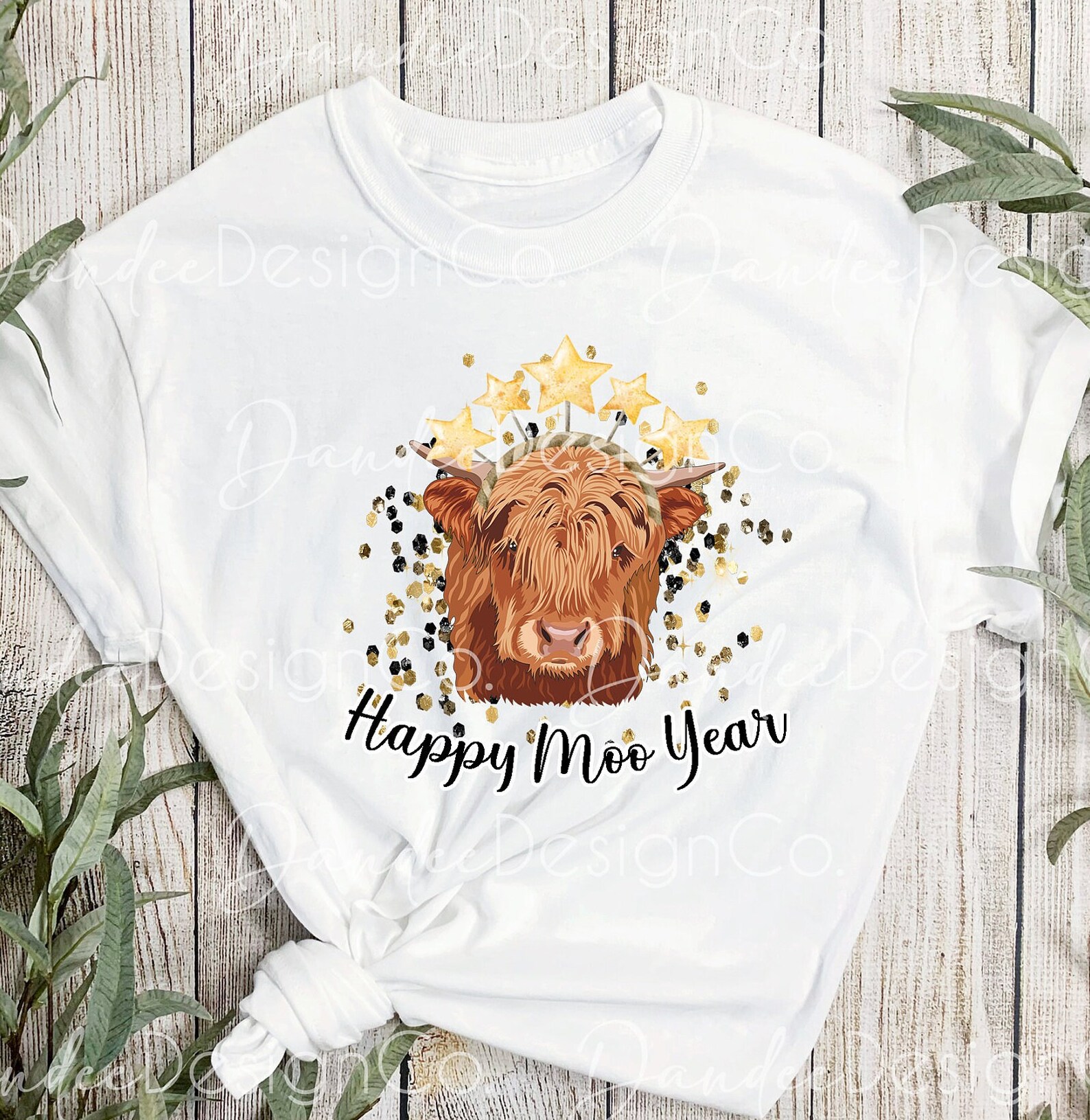 Happy Moo Year PNG, Happy New Year Sublimation Design, Highland Heifer ...