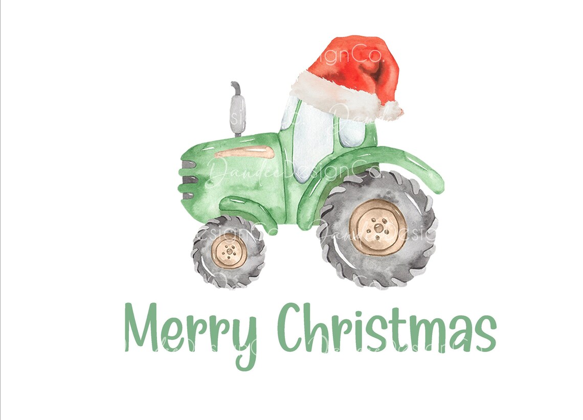 Christmas Tractor With Santa Hat PNG, Green Tractor Sublimation Design ...