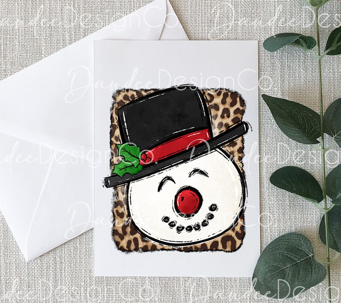 Snowman on Leopard Print Background PNG Snowman on Leopard - Etsy