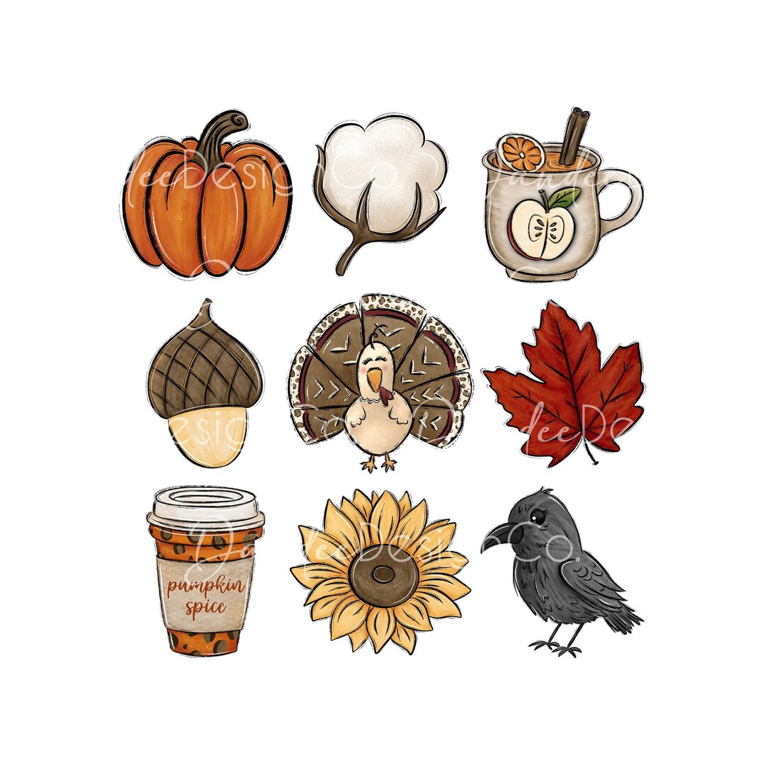 Fall PNG, Fall Sublimation Design, Fall Doodles PNG, Thanksgiving ...