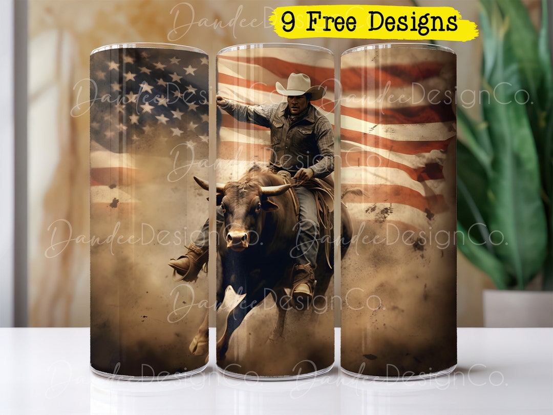 Bull Rider 20oz Tumbler Design, Rodeo Tumbler Sublimation Design ...