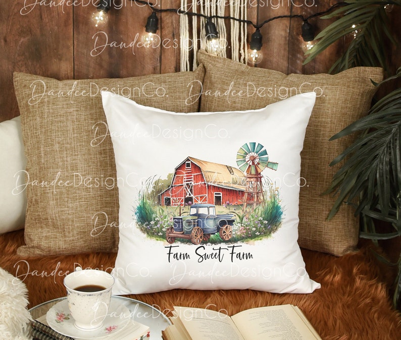 Farm Sweet Farm PNG, Sublimation Design, Farm Scene PNG, Red Barn and ...