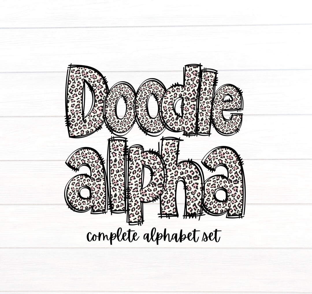 Pink Leopard Print Doodle Letters, Animal Print Alpha Set, Alphabet PNG ...