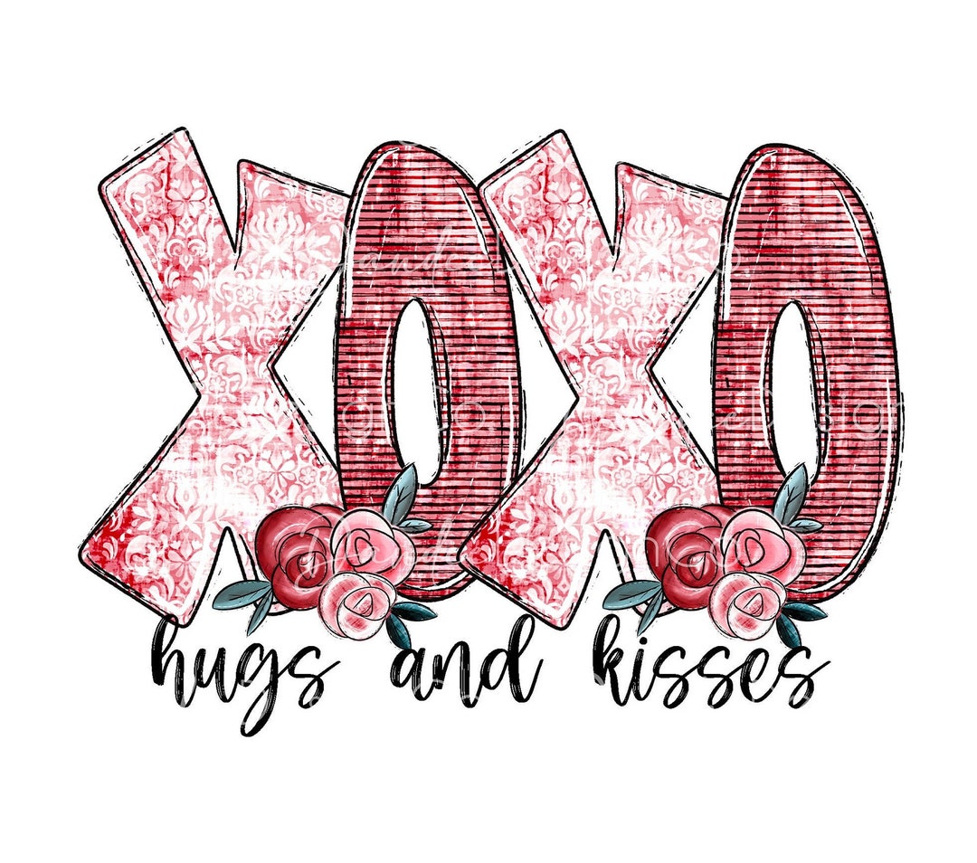 XOXO Hugs and Kisses Valentine PNG, Valentine's Day Sublimation Design ...