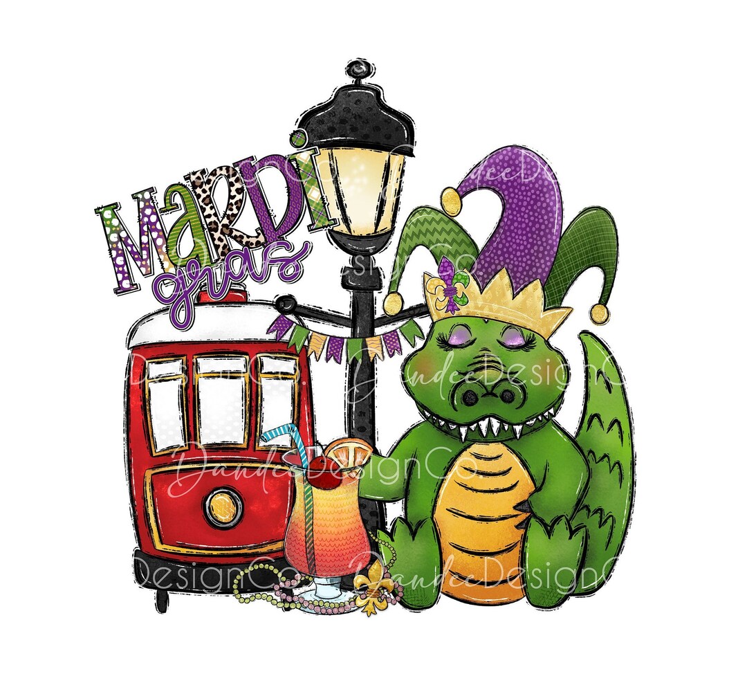 Mardi Gras PNG, Mardi Gras Sublimation Design, Louisiana Gator, Street ...