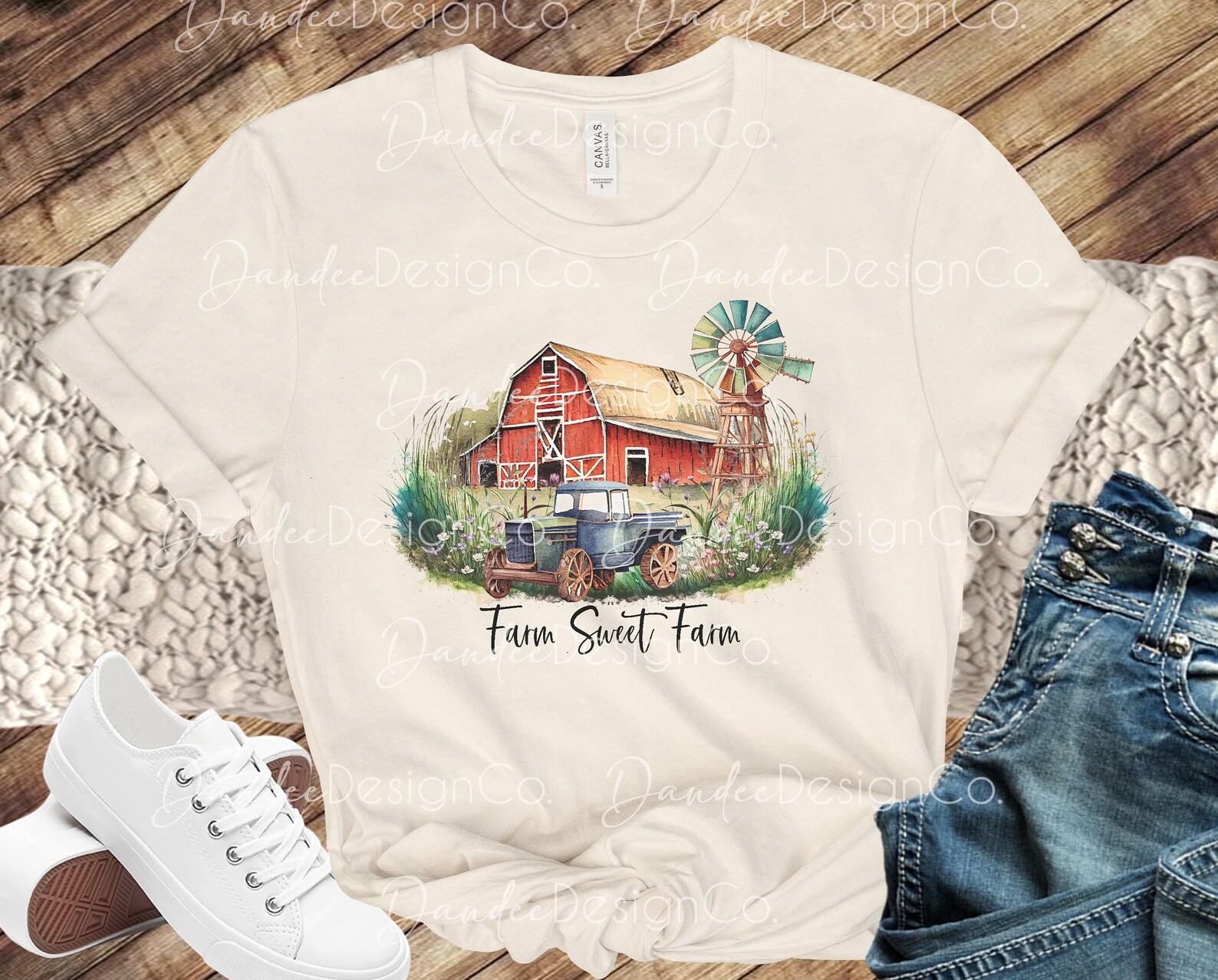 Farm Sweet Farm PNG, Sublimation Design, Farm Scene PNG, Red Barn and ...