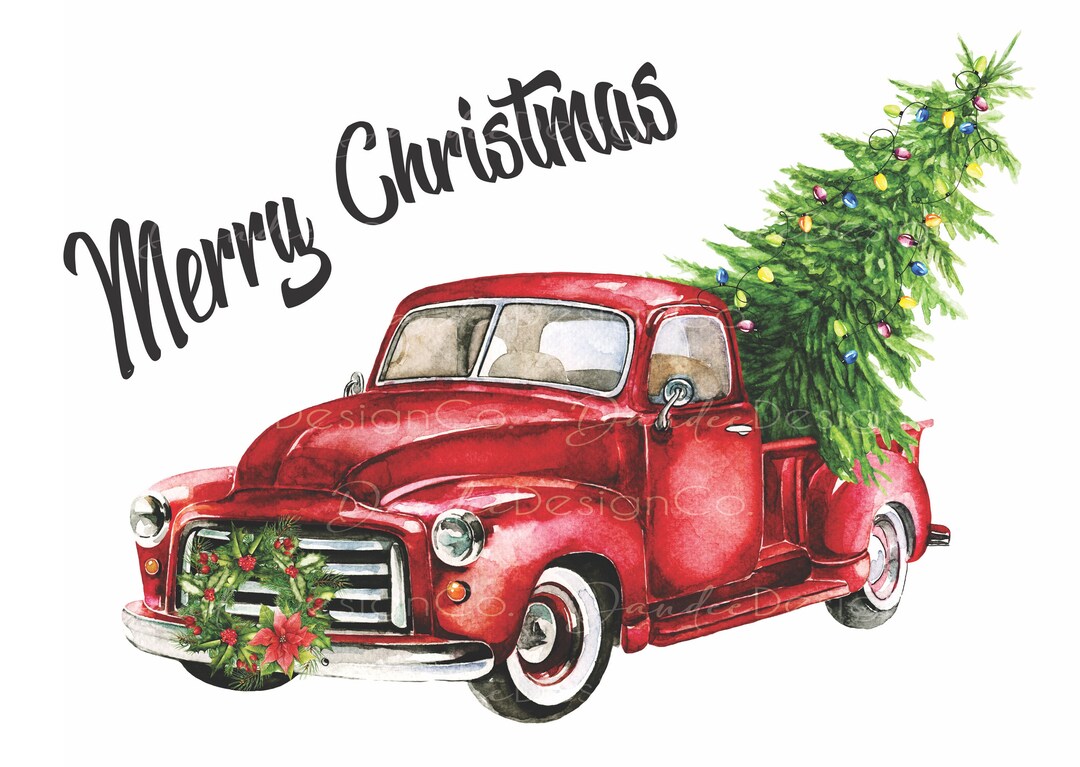 Red Truck With Tree PNG / Christmas Sublimation Design / Christmas ...