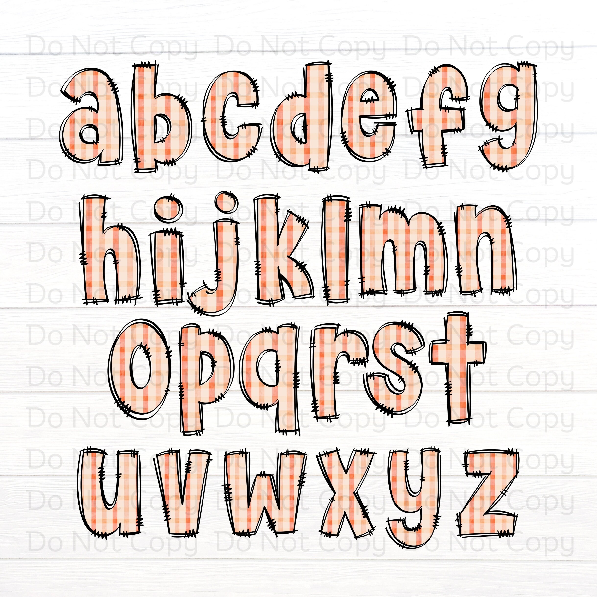 Doodle Letters, Peach and Green Floral Alphabet Set, Alphabet PNG Set ...