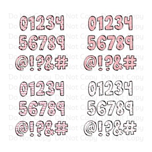 Coquette Doodle Letters, Pink Bows Alpha Set, Girlie Alphabet PNG Set ...