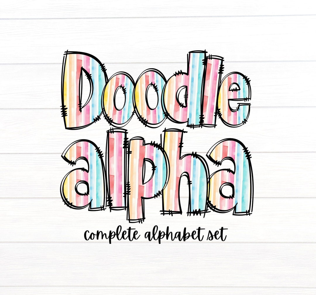 Pastel Doodle Letters, Complete Alphabet PNG Set, Sublimation Design ...
