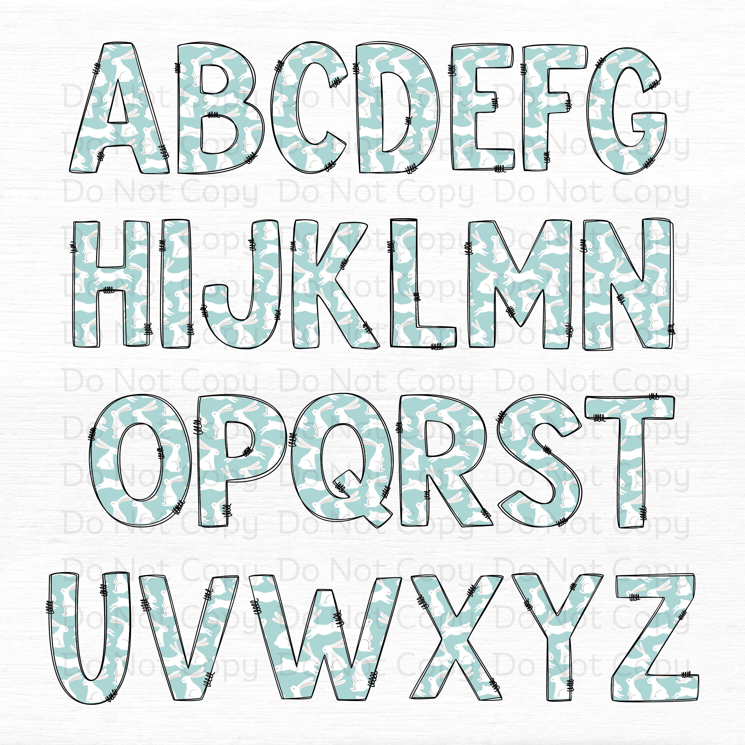 Easter Doodle Letters, Easter Alphabet Set, Alphabet PNG Set ...
