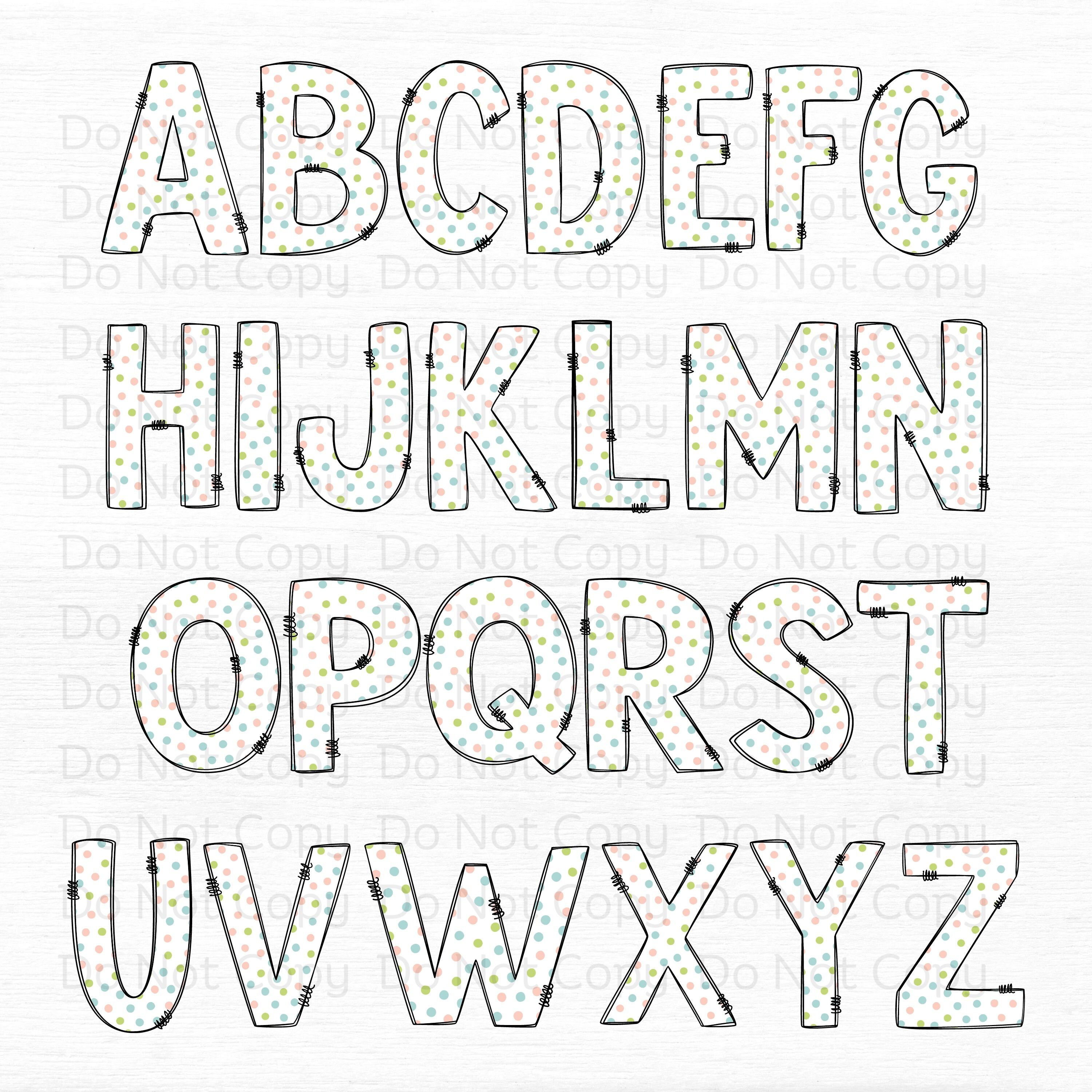 Easter Doodle Letters, Easter Alphabet Set, Alphabet PNG Set ...
