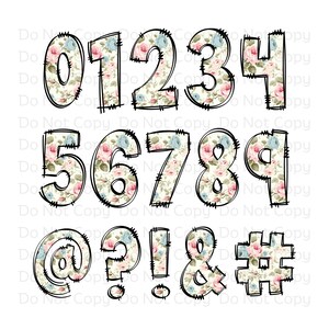 Doodle Letters, Shabby Chic Roses Alphabet Set, Floral Alphabet PNG Set ...