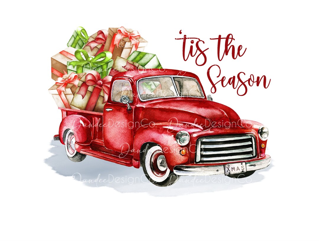 Red Truck With Presents PNG / Christmas Sublimation Design / Christmas ...