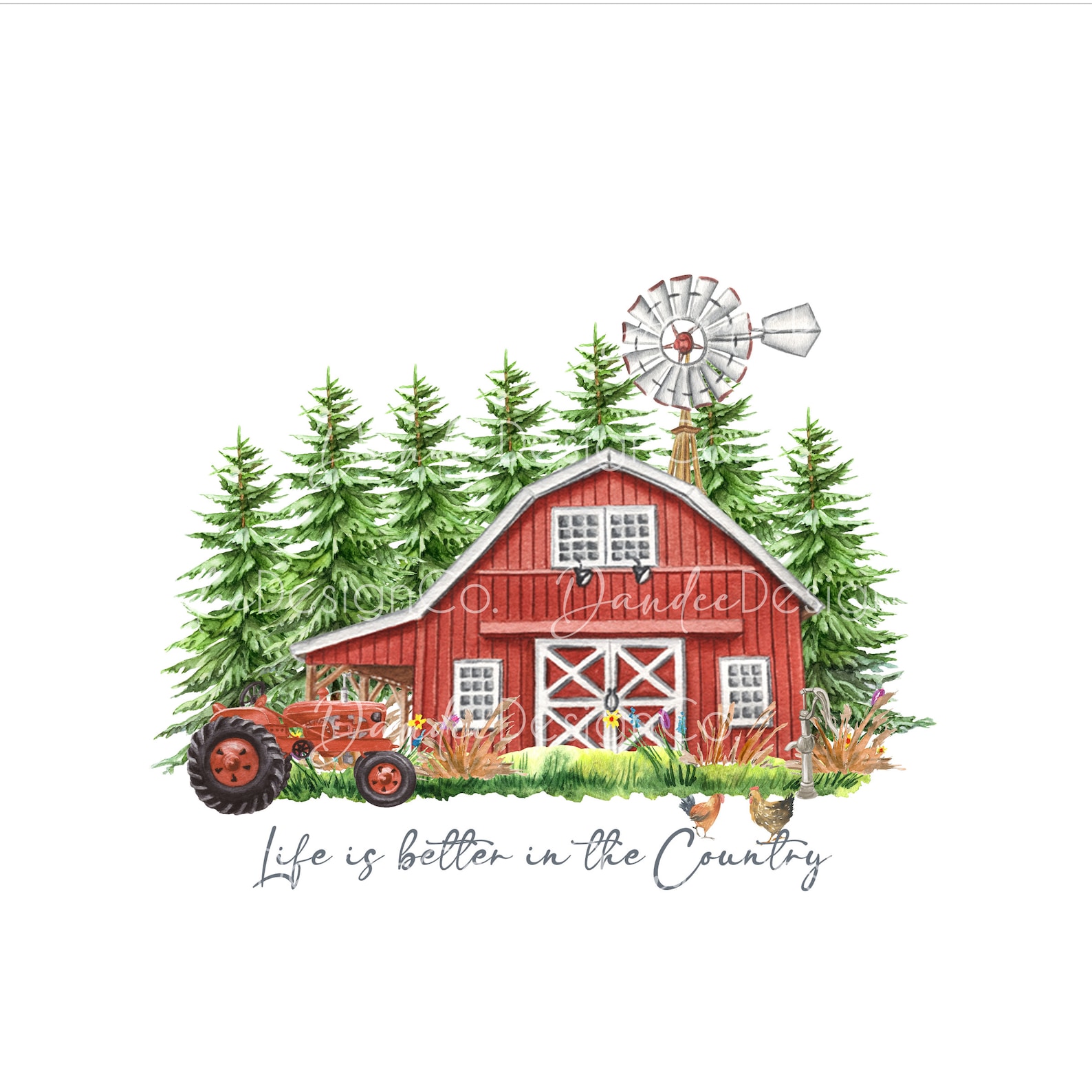 Red Barn Sublimation Design Tractor PNG Windmill PNG Farm - Etsy