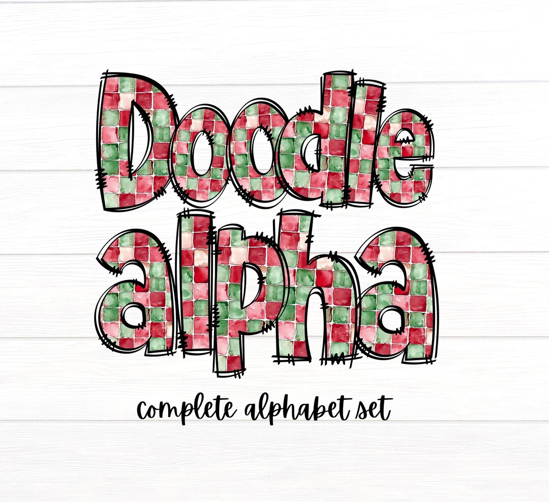 Christmas Doodle Letters, Alphabet PNG Set, Sublimation Design, Alpha ...