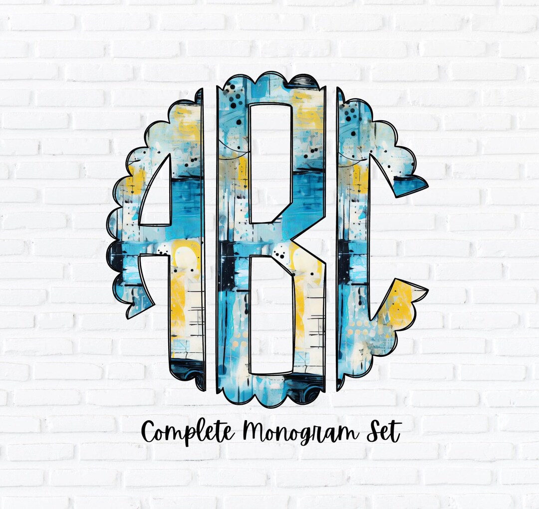Monogram PNG Set, Scalloped Circle Monogram, Sublimation Design ...