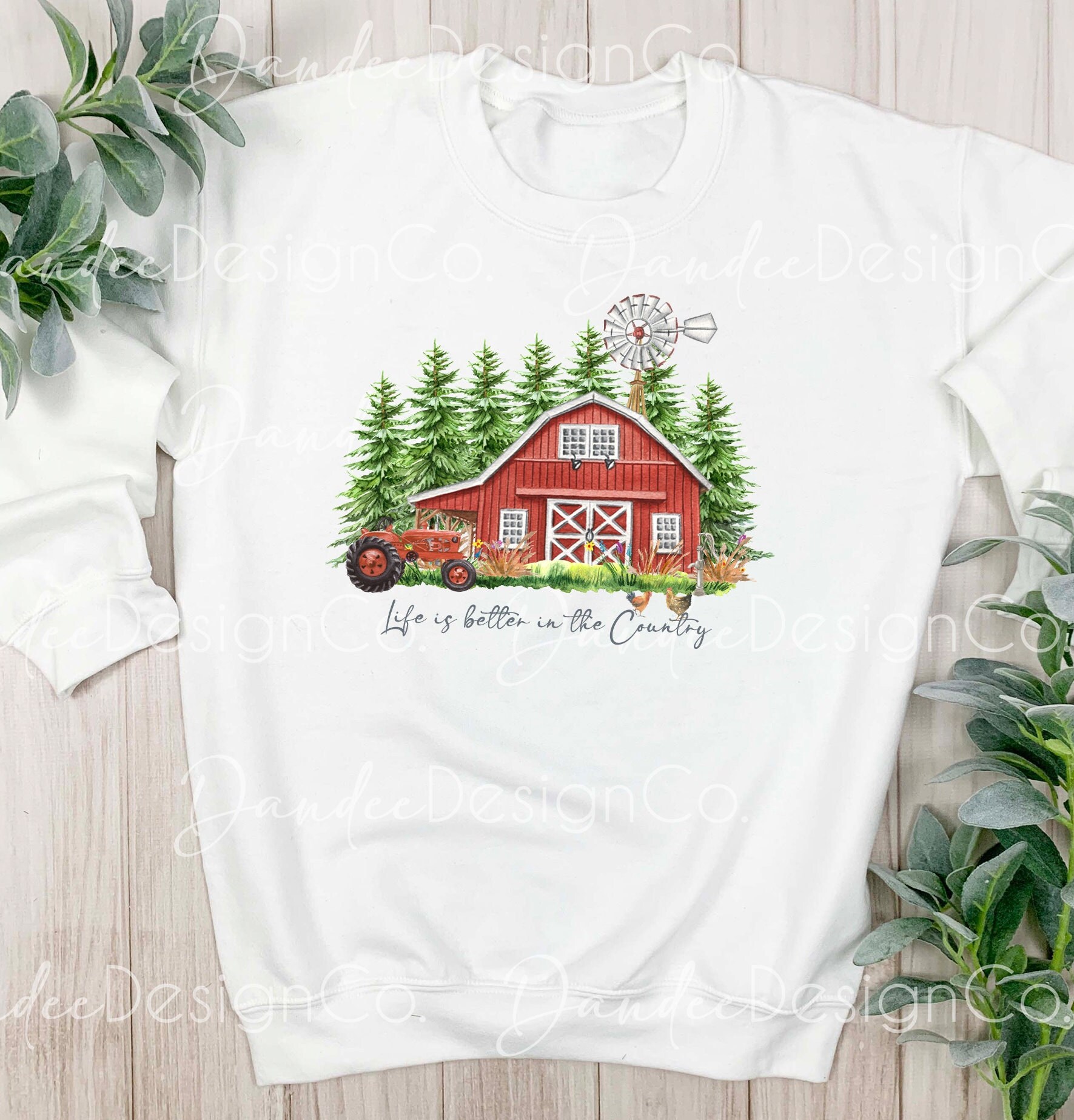 Red Barn Sublimation Design, Tractor PNG, Windmill PNG, Farm PNG ...