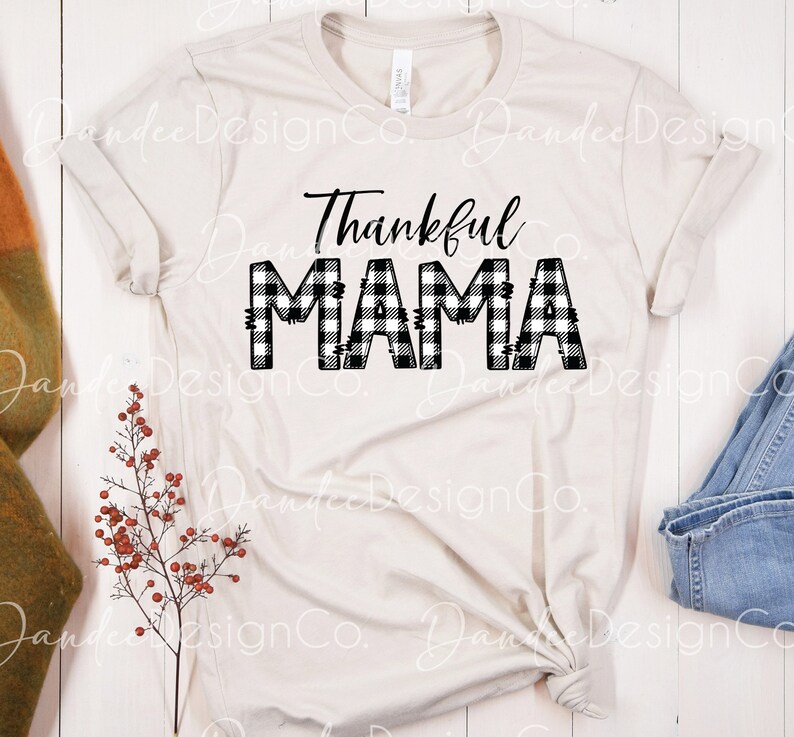 Thankful Mama PNG, Thanksgiving Sublimation Design, Buffalo Plaid PNG ...