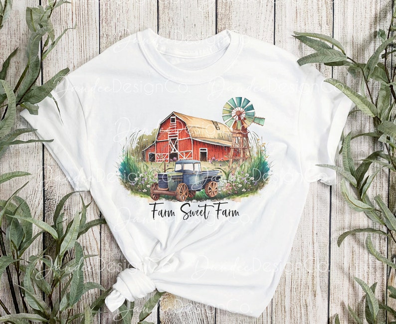Farm Sweet Farm PNG Sublimation Design Farm Scene PNG Red - Etsy